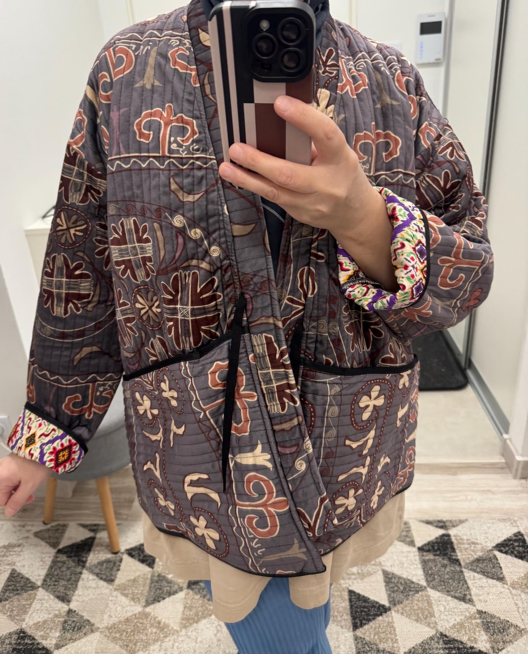 Kazakh Velvet Shapan Jacket: Ethnic Ornament Silk Road Style - Etsy