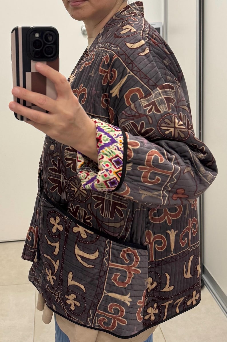 Kazakh Velvet Shapan Jacket: Ethnic Ornament Silk Road Style - Etsy