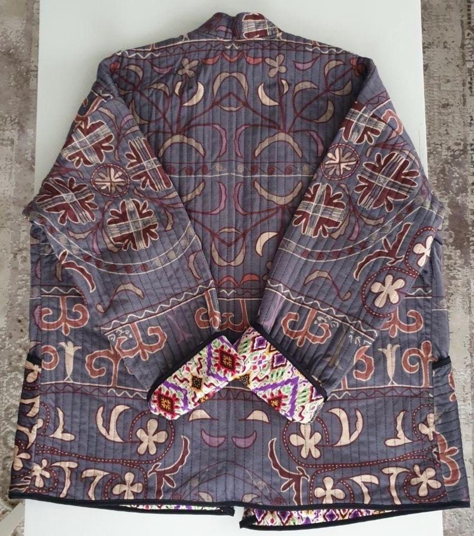 Kazakh Velvet Shapan Jacket: Ethnic Ornament Silk Road Style - Etsy