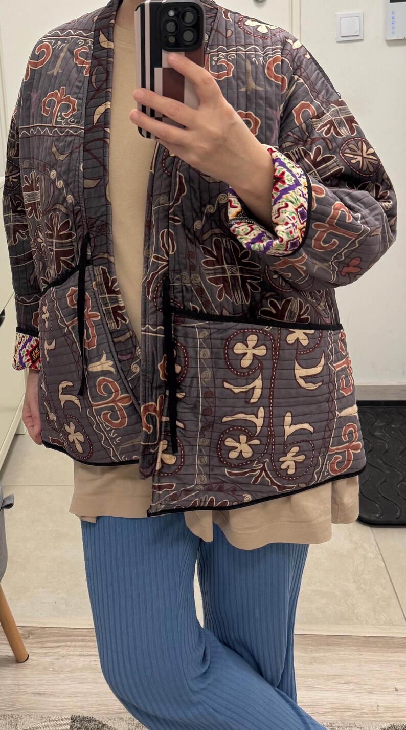 Kazakh Velvet Shapan Jacket: Ethnic Ornament Silk Road Style - Etsy