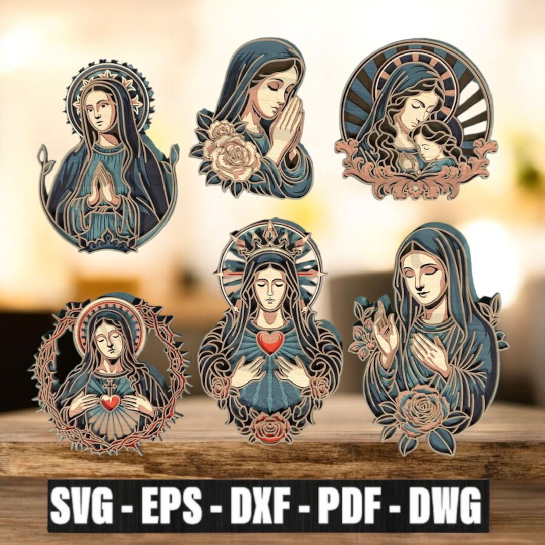 Virgin Mary SVG Bundle – 3D Layered Laser Cut Files, Best Seller Files ...