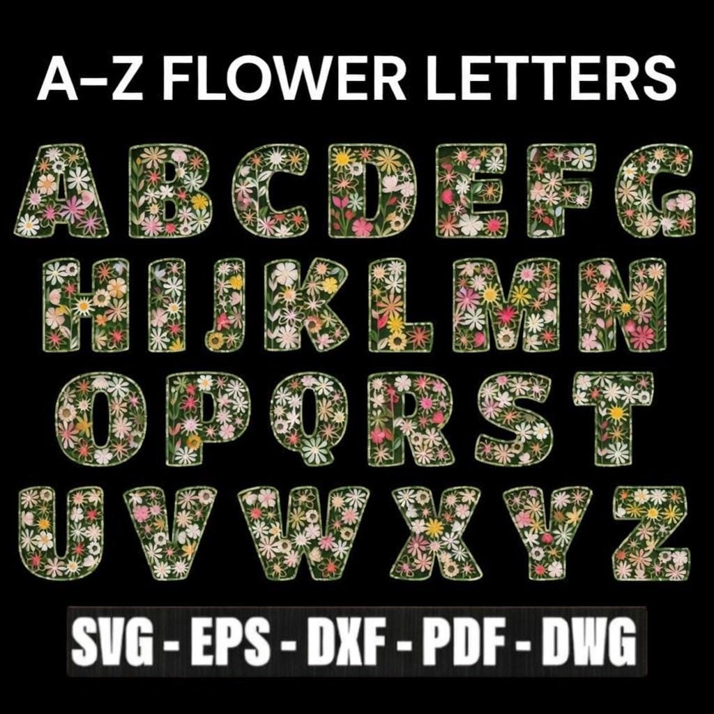 A-Z Flower Letters SVG Bundle Multi Layer - Alphabet SVG A-Z, Flower ...