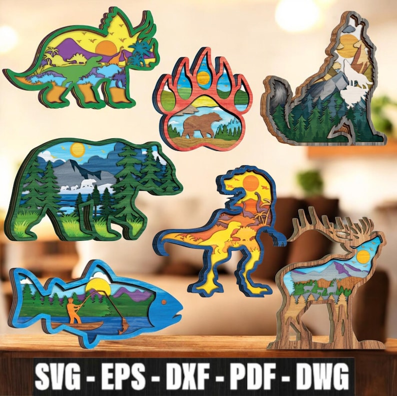 3D Layered Animal SVG Bundle – Laser Cut Files, Wood Art (digital ...