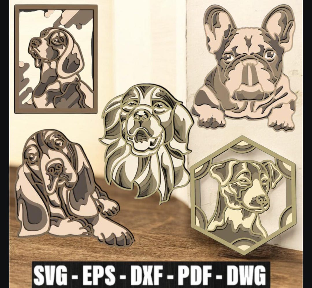 Layered Dog Breed SVG Bundle – 3D Pet Memorial, Glowforge Files, Best ...