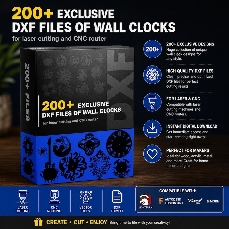 Mega Bundle Wall Clock DXF Files – Laser Cut Clock Face Files for CNC ...