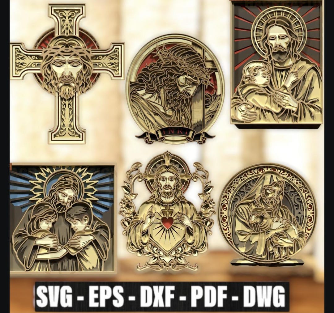 Religious Jesus SVG Bundle | Cross Crown of Thorns Sacred Heart ...