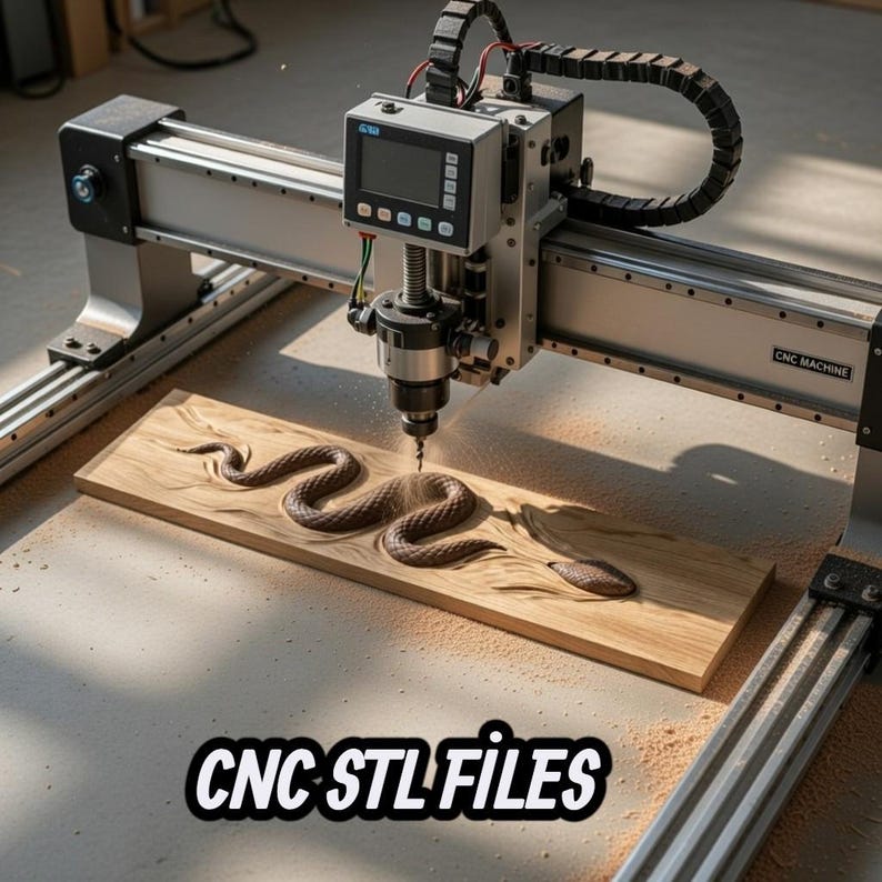 Snake Relief STL File CNC Router | Serpent Wood Carving Panel 3D Model ...