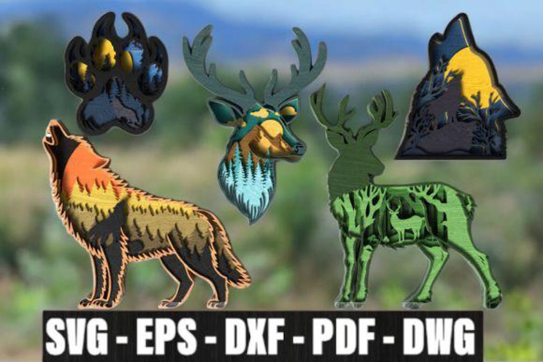 Layered Forest Animals SVG Bundle, Laser Cut Files (digital Download ...