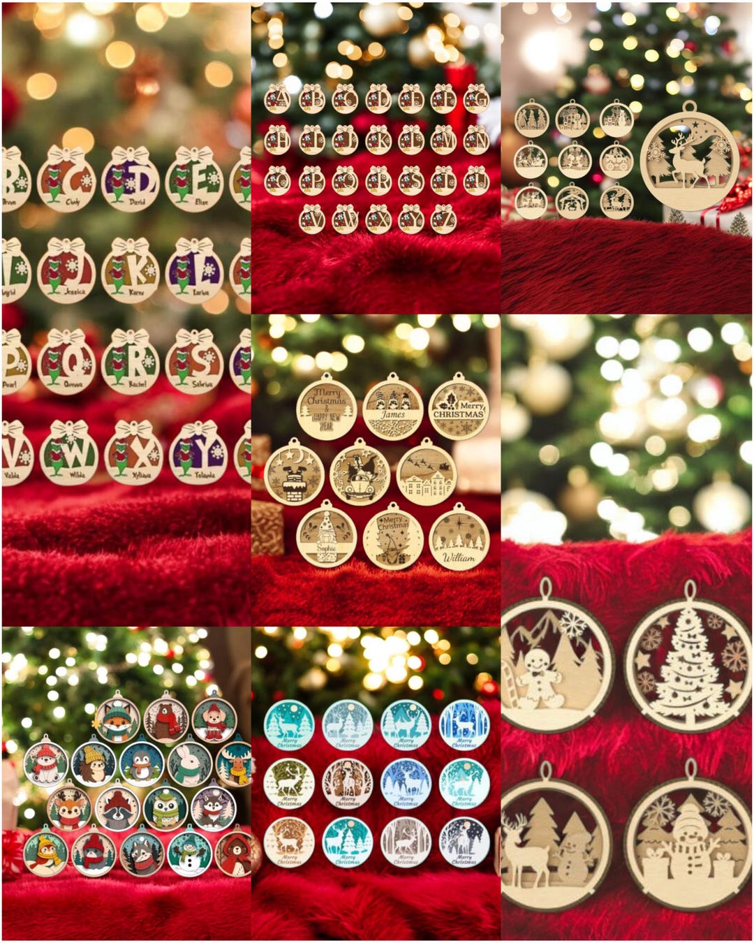 100+ Personalized Christmas Ornaments SVG Bundle, Glowforge Name Tags ...