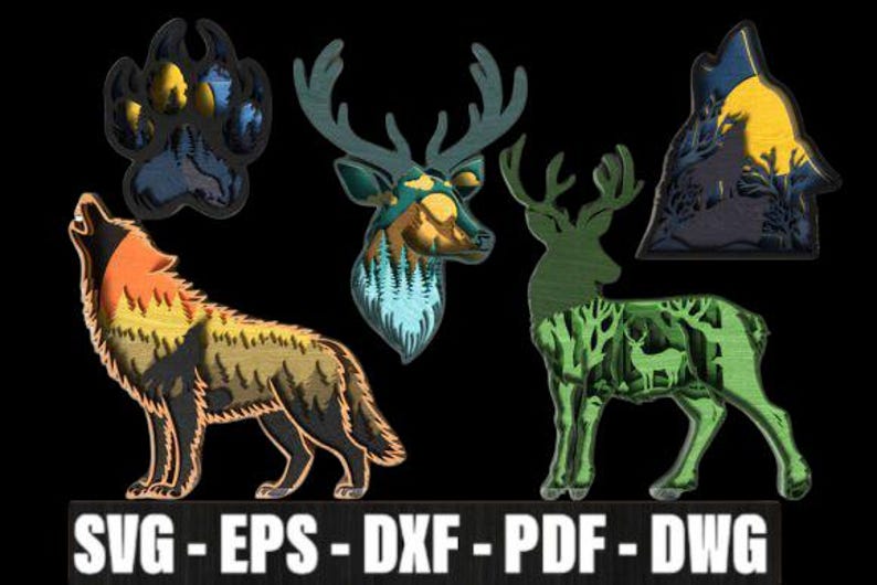 Layered Forest Animals SVG Bundle, Laser Cut Files (digital Download ...