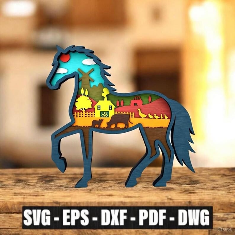 Farm Animal SVG Bundle Laser Cut Files Glowforge Ready Multilayer Horse ...