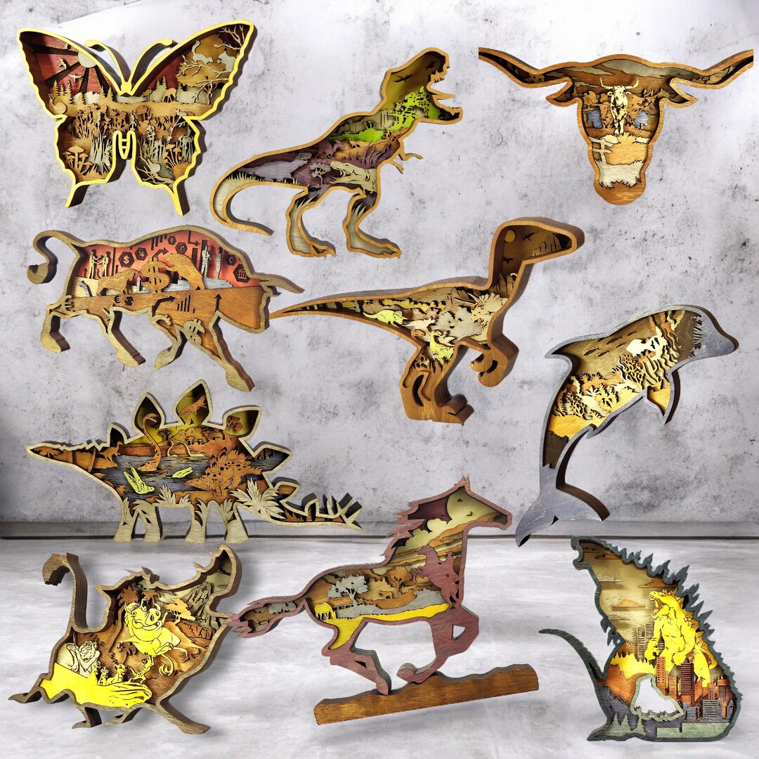 18 File Layered Animals SVG Bundle, Glowforge Files, Multi-layer CNC ...