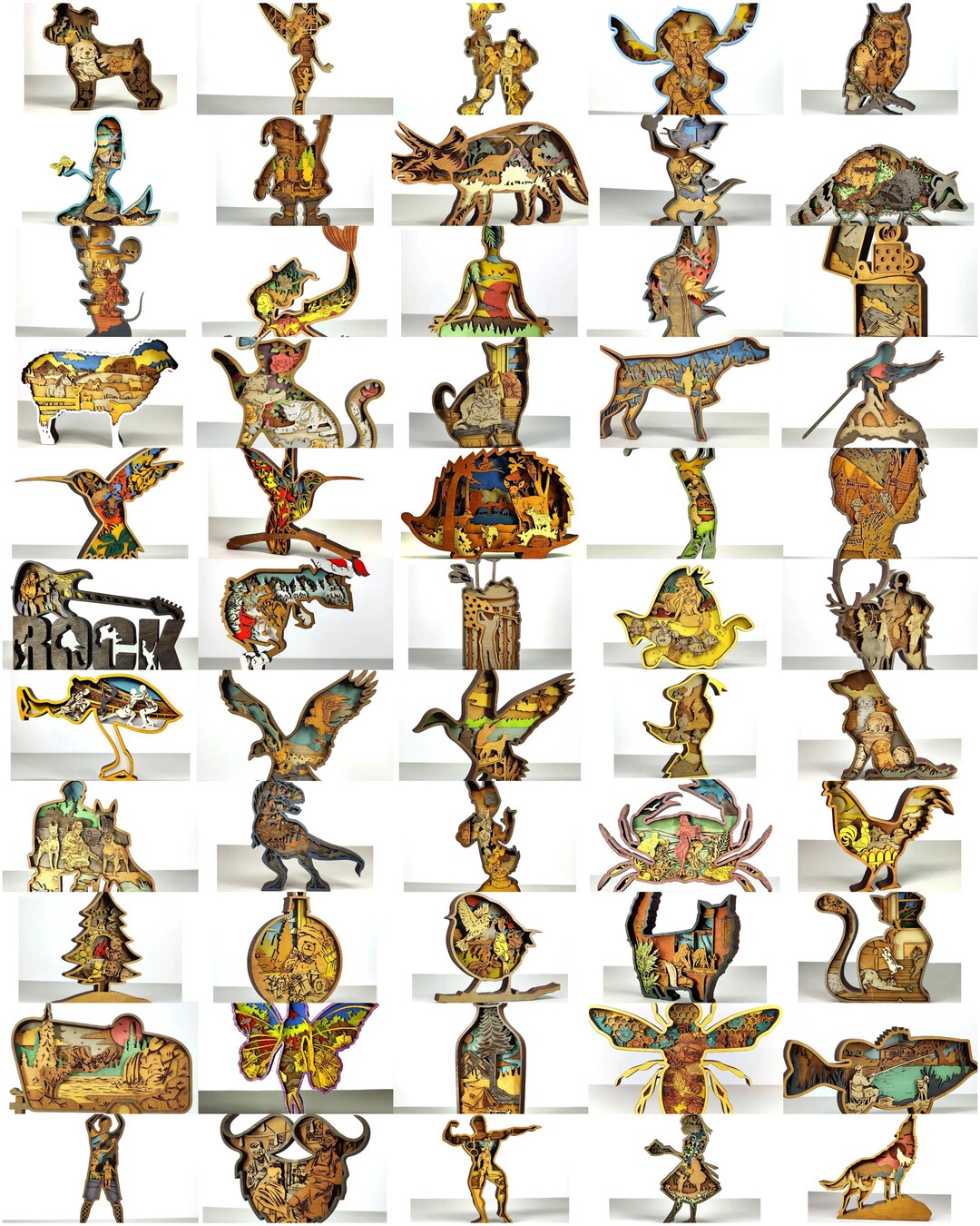 55 Animal SVG Bundle, Layered Glowforge Files, Multi-layer CNC Digital ...