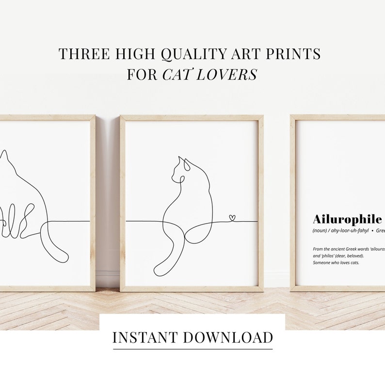 INSTANT DOWNLOAD Cat Lineart Art Prints - Etsy
