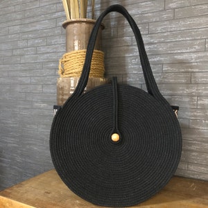 Bohemian Style, Ethnic Print, Black Rope Summer Bag. Beach Bag Suitable ...