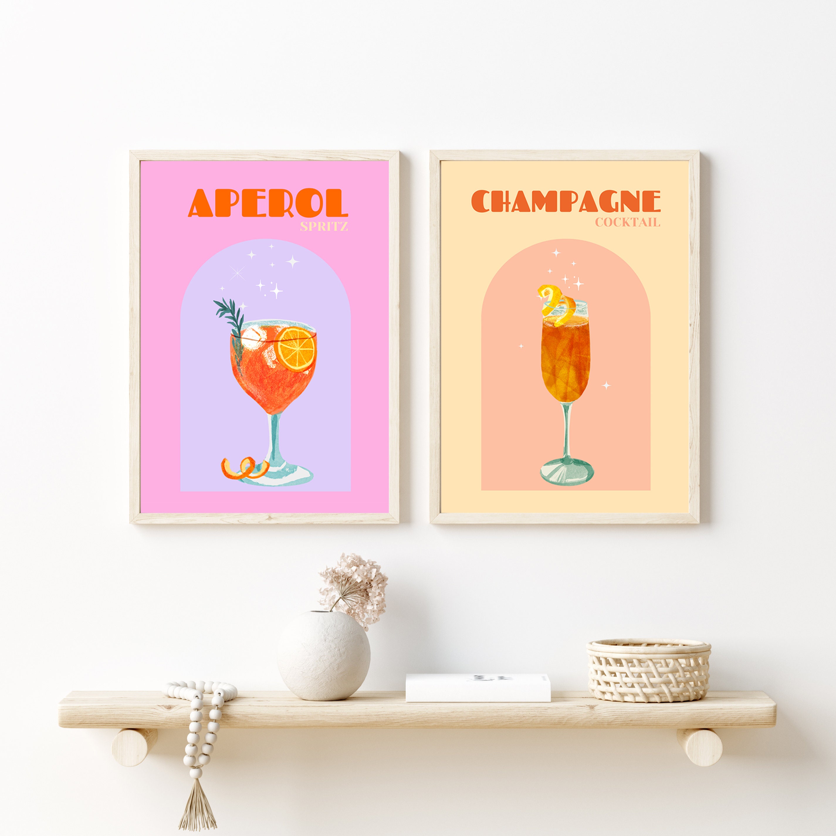 Set of 6 Retro Cocktail Prints, Colourful Bar Cart Gallery, Bar Art ...