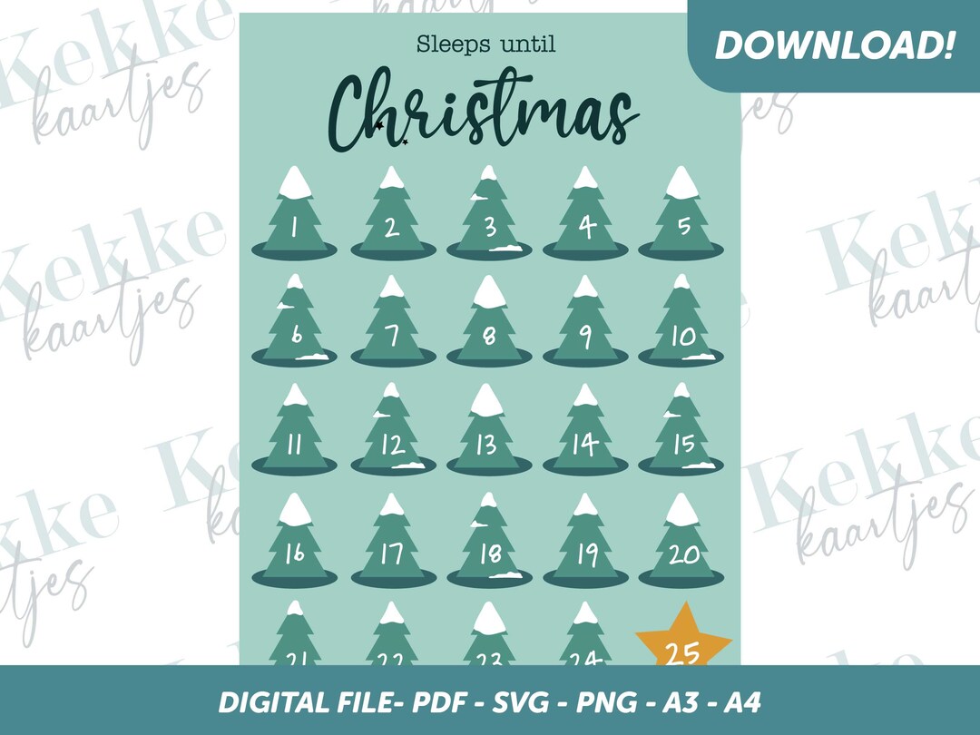 Christmas Countdown Calendar Christmas Countdown Calendar SVG PDF ...