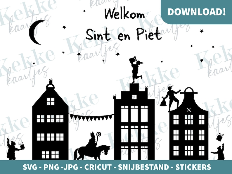 Sinterklaas SVG PNG JPG | Sinterklaas Window Sticker | Welcome Saint ...