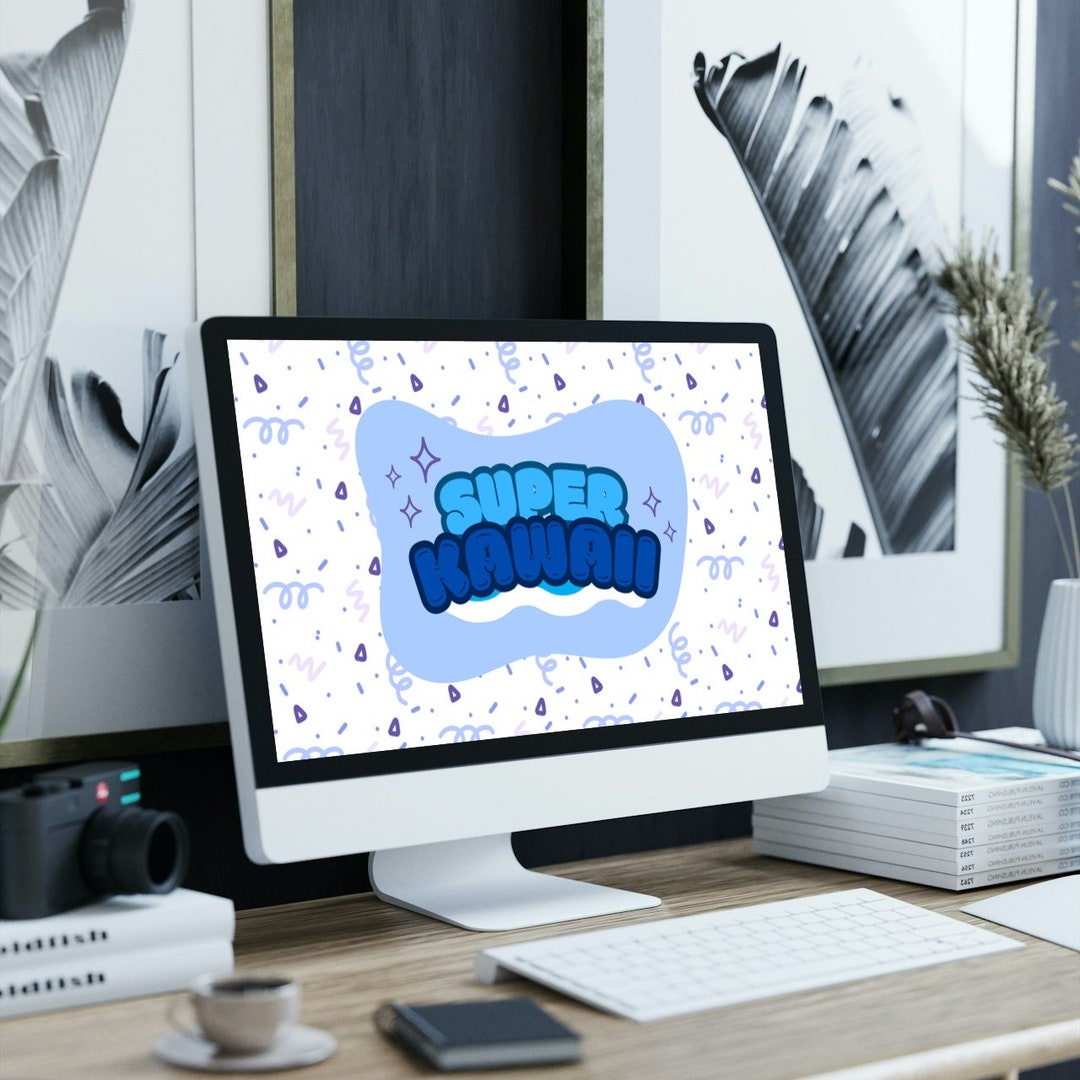 Simple Minimalist Desktop Wallpaper Blue Doodle Desktop Background ...