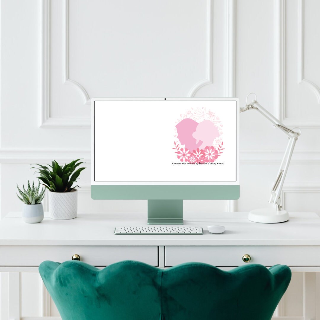 Simple Minimalist Desktop Wallpaper Women in Pink Desktop Background ...