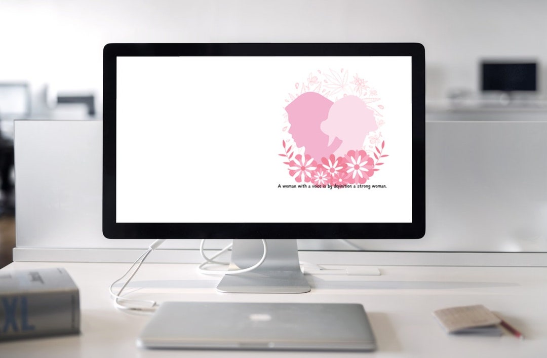 Simple Minimalist Desktop Wallpaper Women in Pink Desktop Background ...