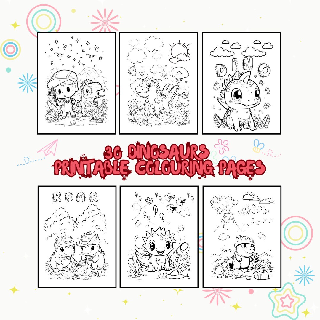 Cute Dinosaur Coloring Pages Fun & Engaging Dinosaur Coloring Book ...