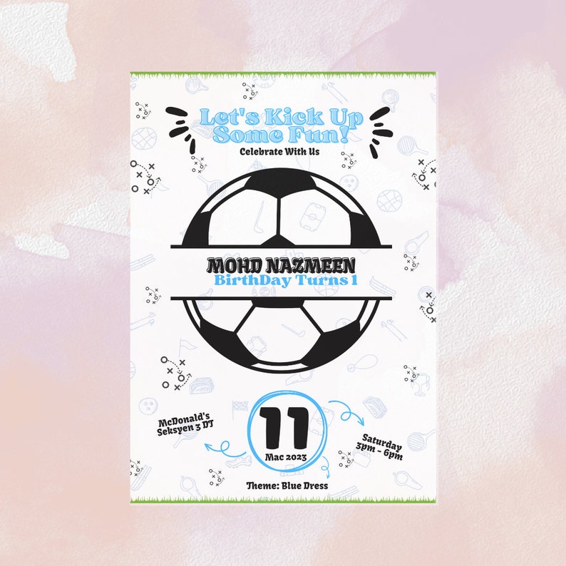 Soccer Ball Theme Birthday Invitation for Kids Toddlers Boy Girl - Etsy