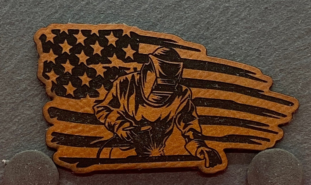 Blue Collar Welder American Flag Patriotic Leatherette Patch - Etsy