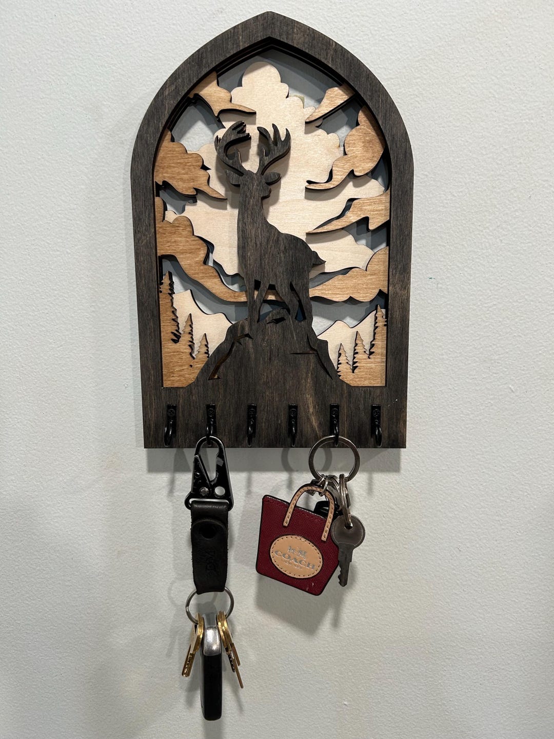 Rustic Dear Scene Key Holder Door Entryway Hunting Gift Husband Fathers ...