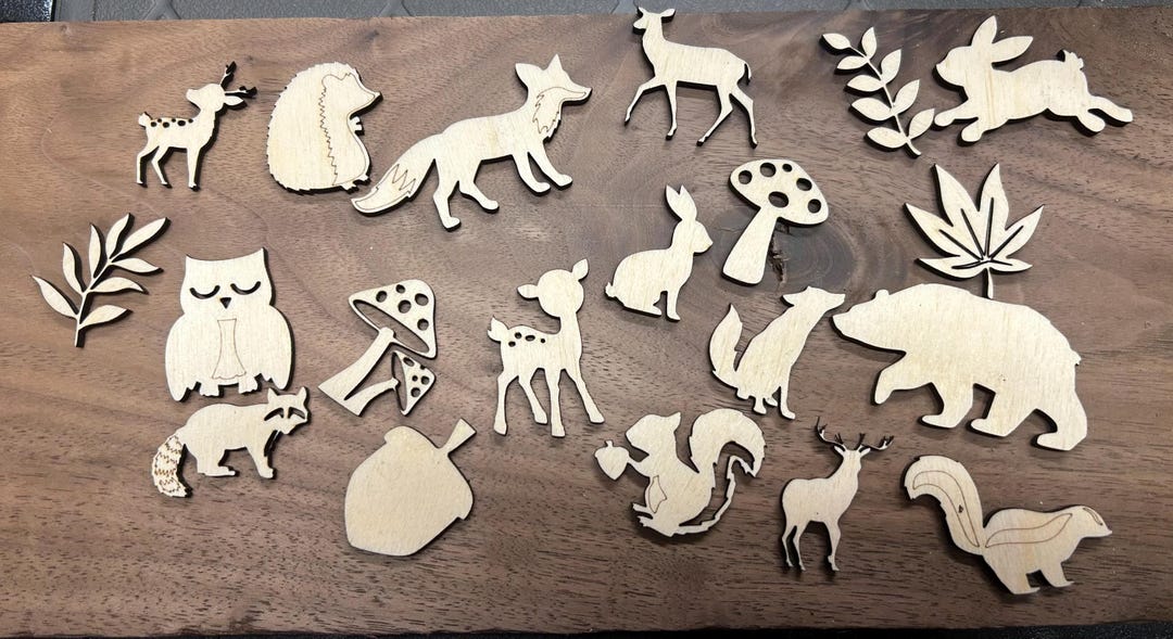 Forest Animals Leaves Wood Cutouts Unfinished for Crafts DIY Projects ...
