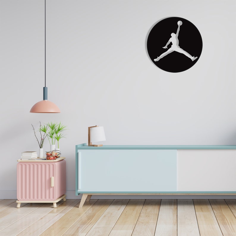 Michael Jordan Jumpman Circle Wood Led Wall Sign, Circle Wooden Wall ...