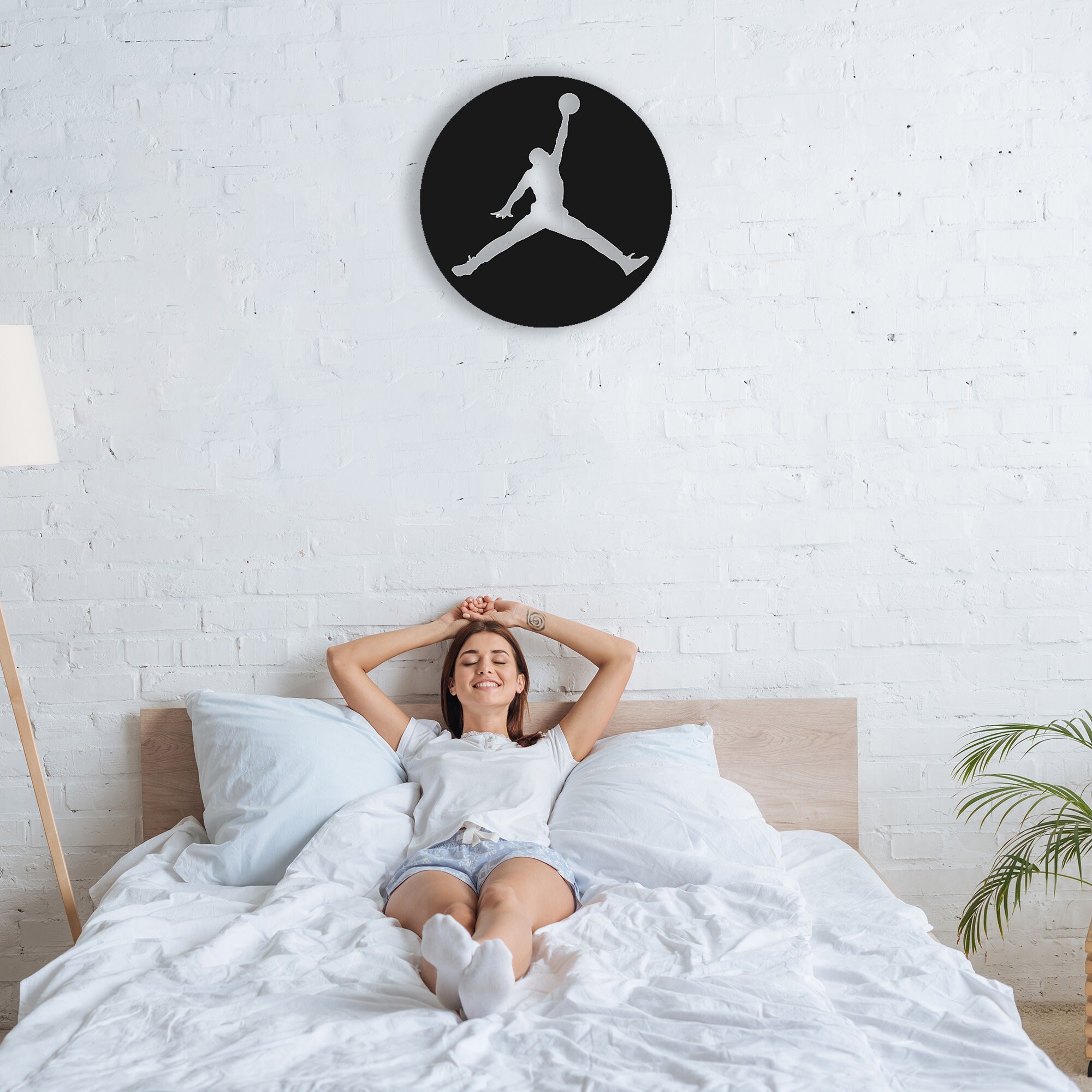 Michael Jordan Jumpman Circle Wood Led Wall Sign, Circle Wooden Wall ...