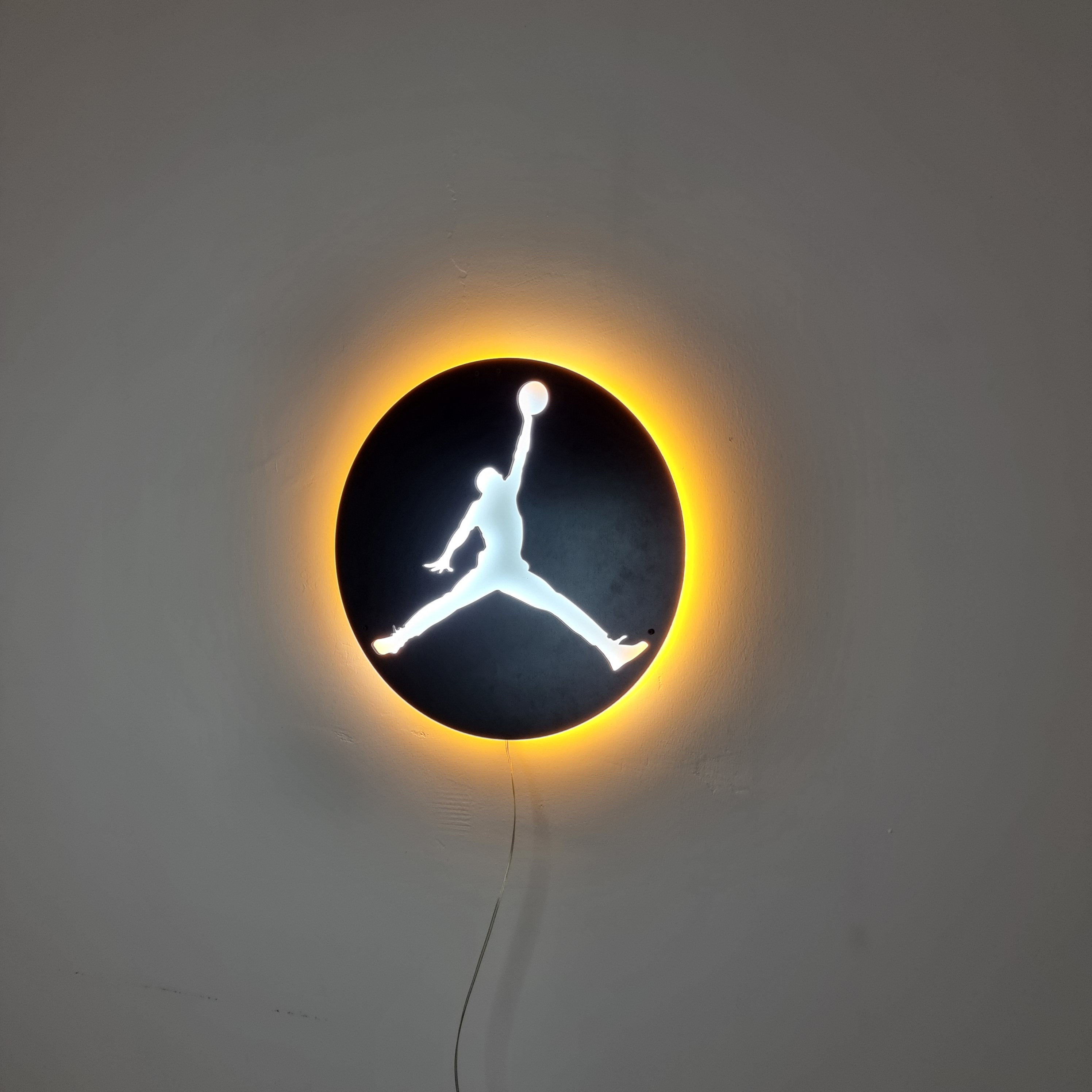 Michael Jordan Jumpman Circle Wood Led Wall Sign, Circle Wooden Wall ...