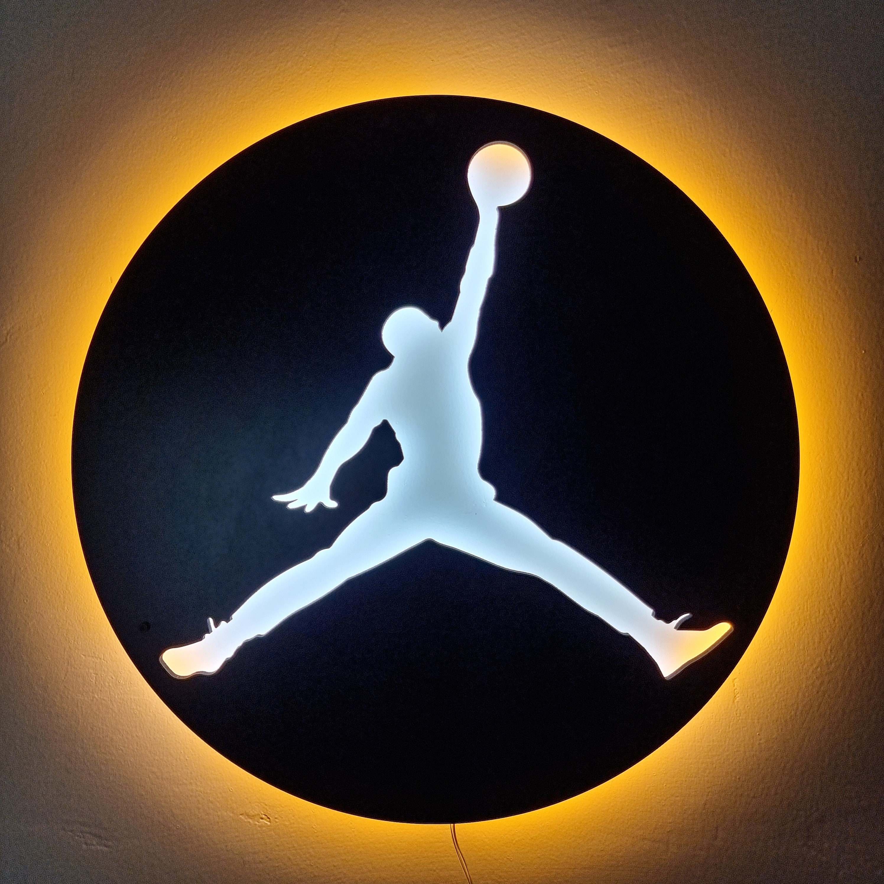 Michael Jordan Jumpman Circle Wood Led Wall Sign, Circle Wooden Wall ...