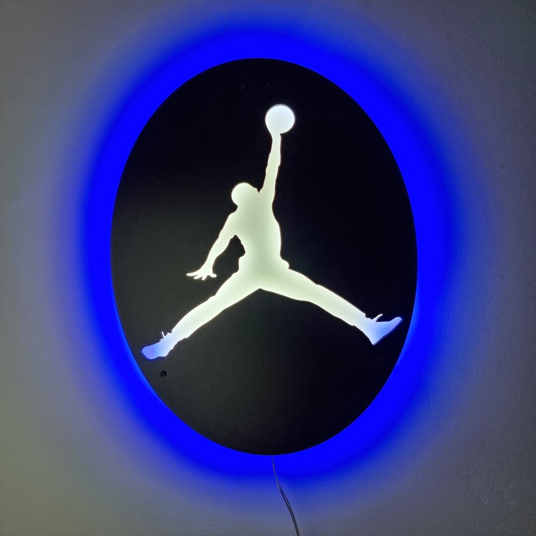 Michael Jordan Jumpman Wood Led Wall Sign, Wooden Wall Led Decor, Game ...