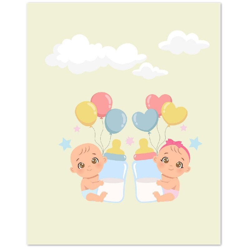 Twin Babies Poster. Perfect for a Nursery - Etsy