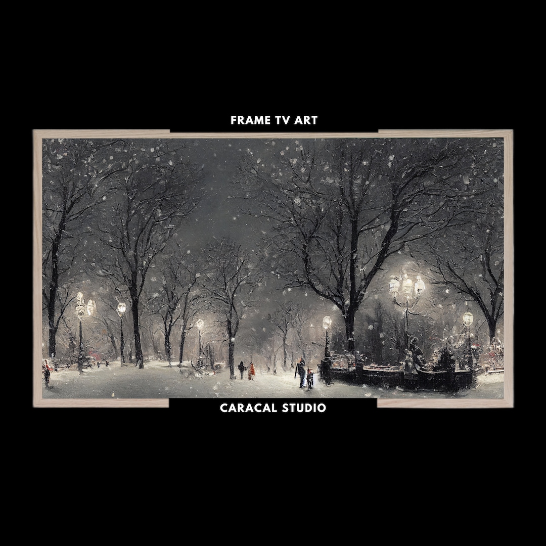 Central Park With Manhattan View New York Frame TV Winter Oil Painting ...