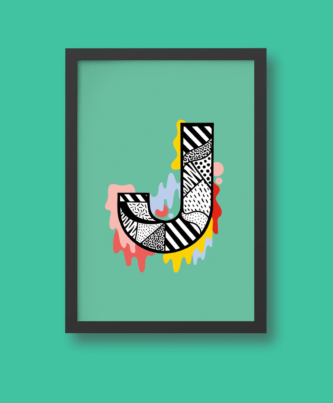 Alphabet Poster Letter Poster Typography Print, Letter J Wall Art, A3 ...