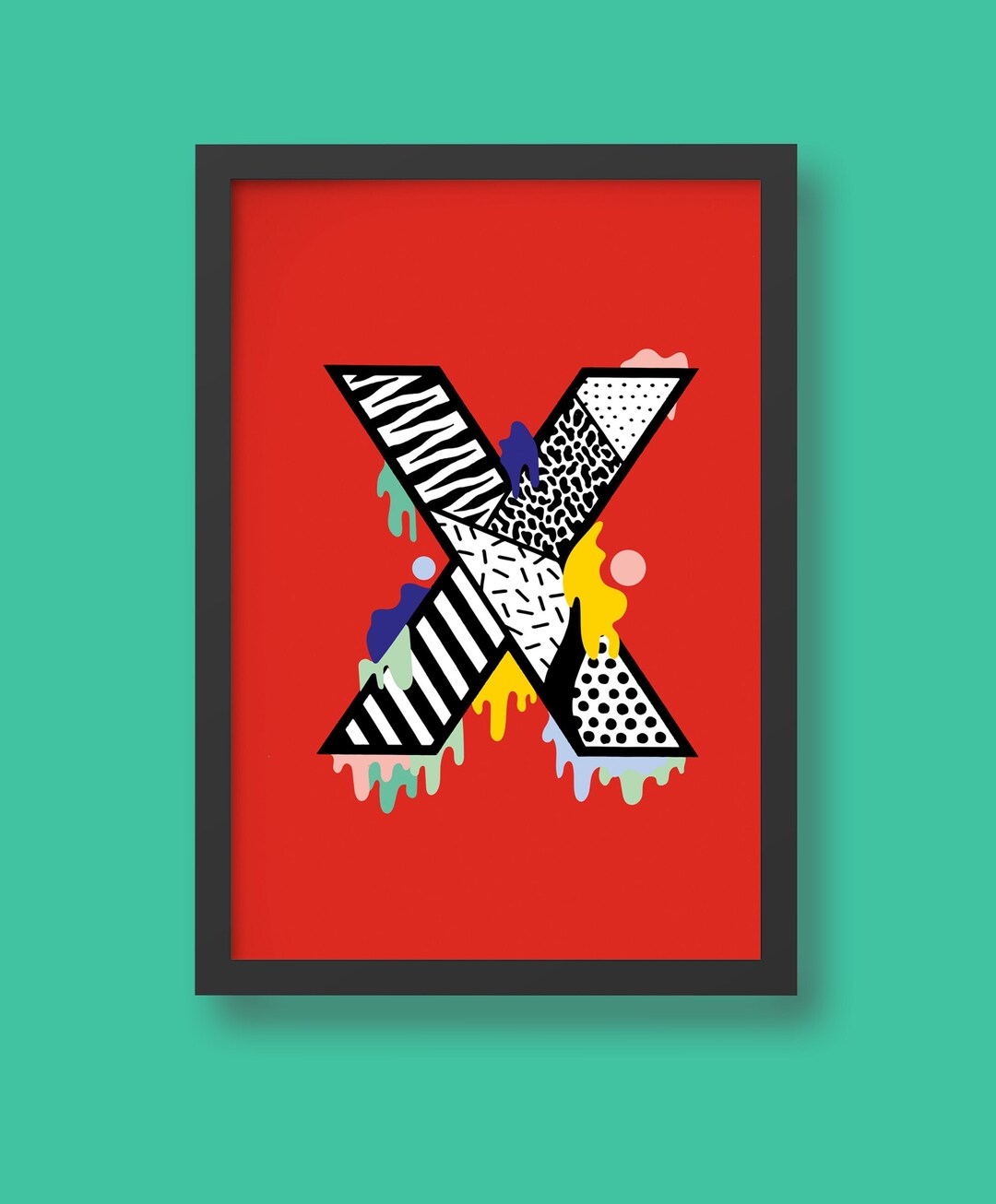 Letter X Poster Colorful Alphabet Art Print Typography - Etsy