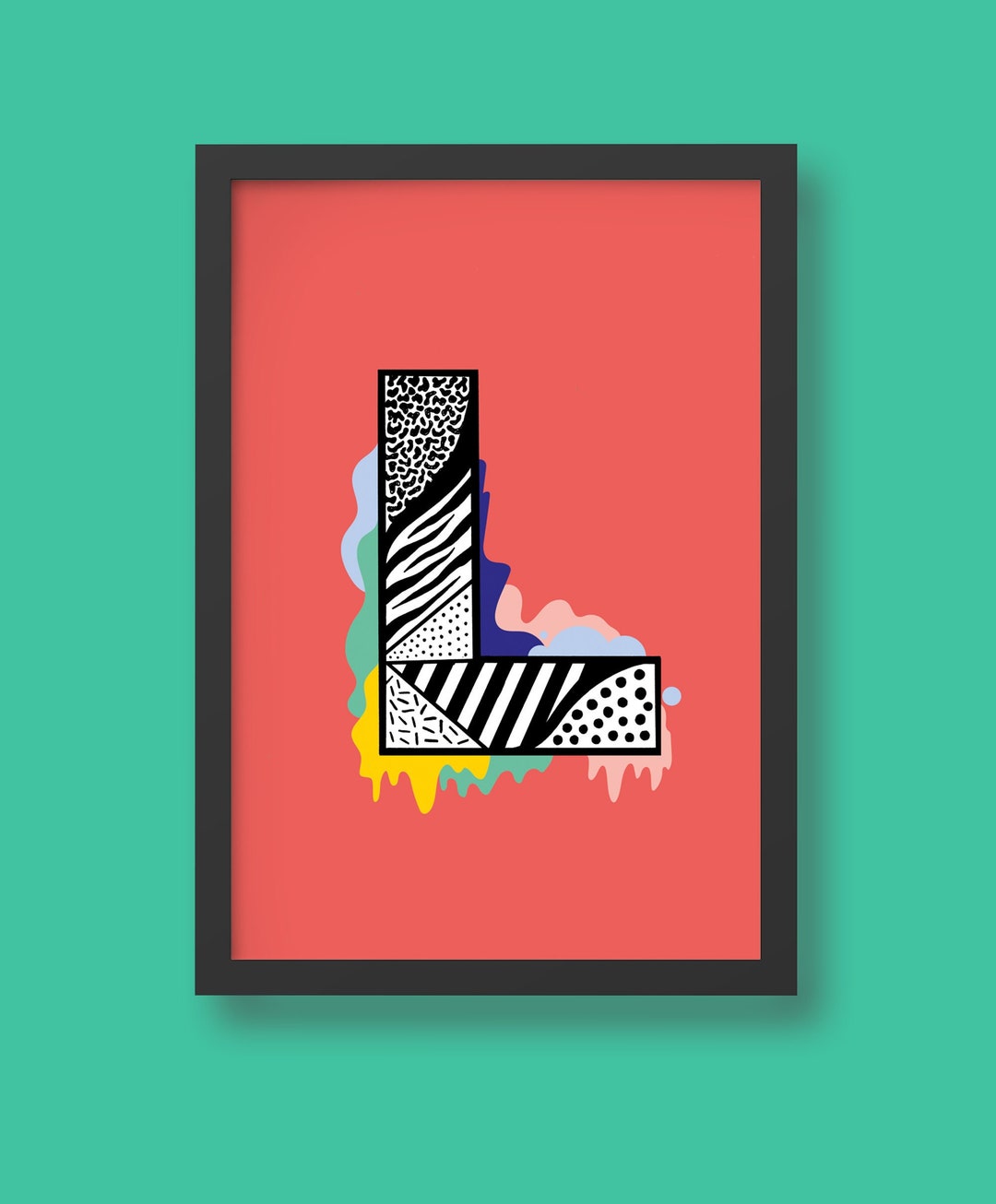 Letter L Poster Colorful Letters Art Print Typography Print, Alphabet ...