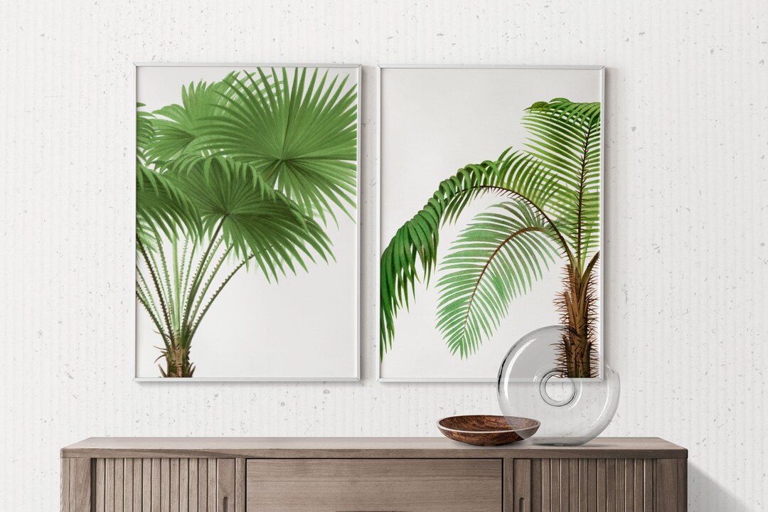 Palm Leaf Set of 2 Palm Tree Print Plant Posters Set Tropical Plant ...