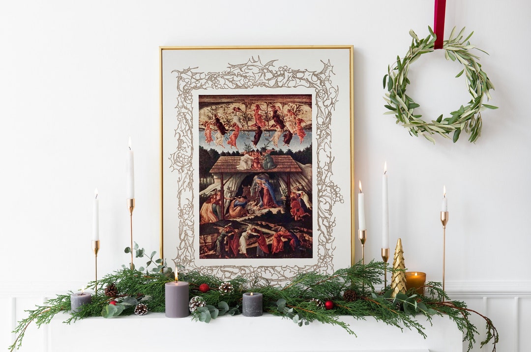 Christmas Nativity Scene Poster Framed, Christmas Postcard Print ...