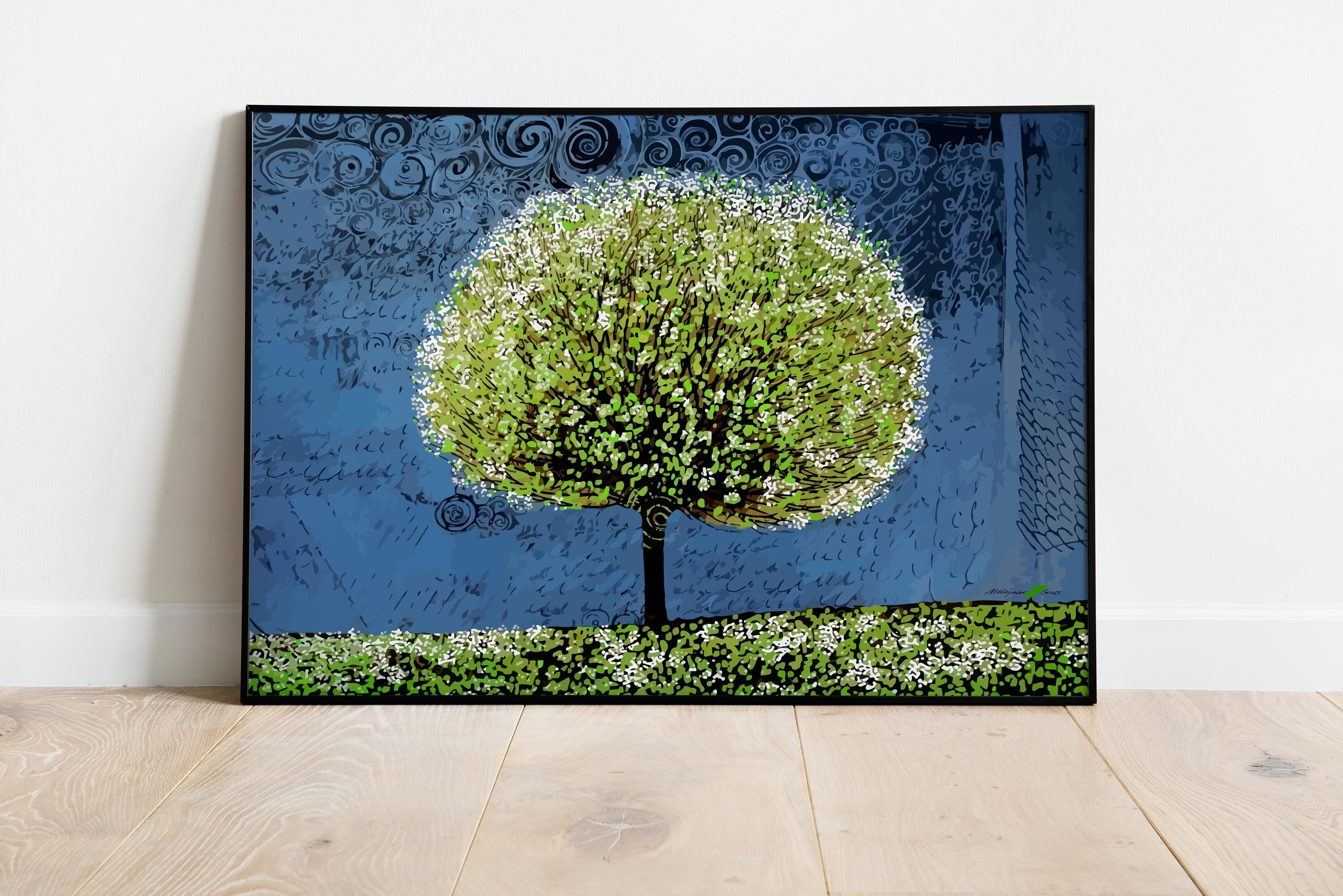 Four Seasons Winter Tree | Abstract Tree Print With Frame | Tree Print ...