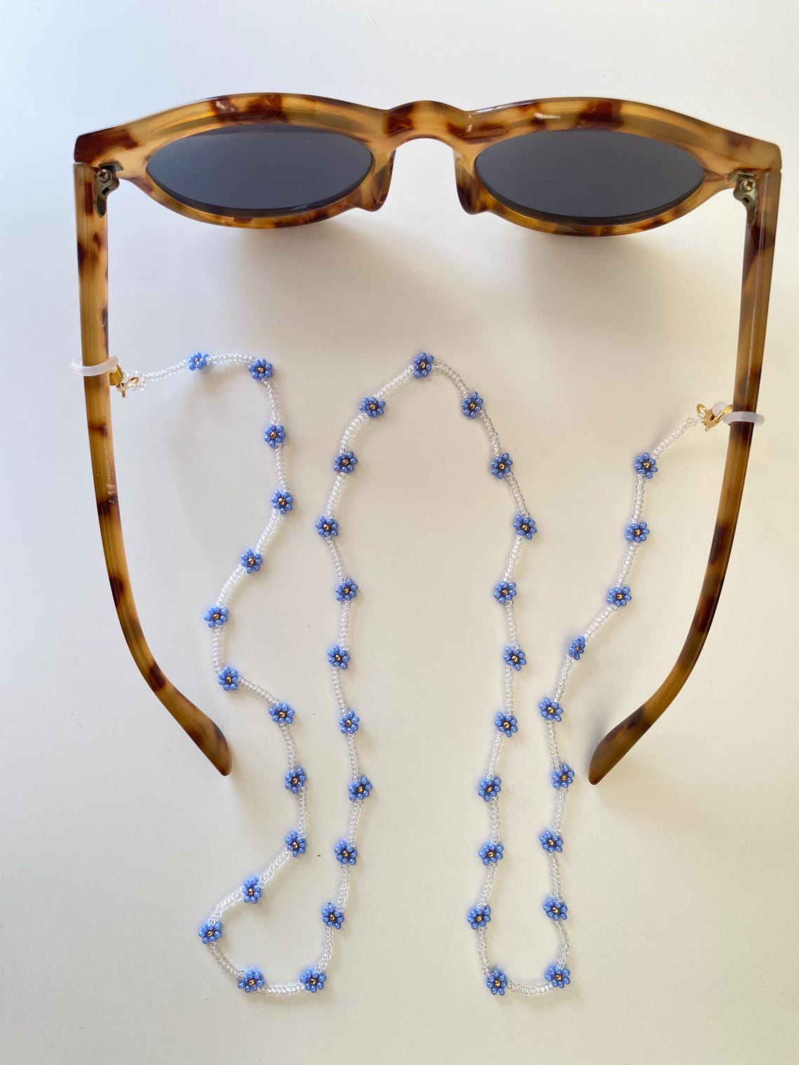 Blue Beaded Daisy Flower Eyeglass Chain/y2k Floral Accessories ...