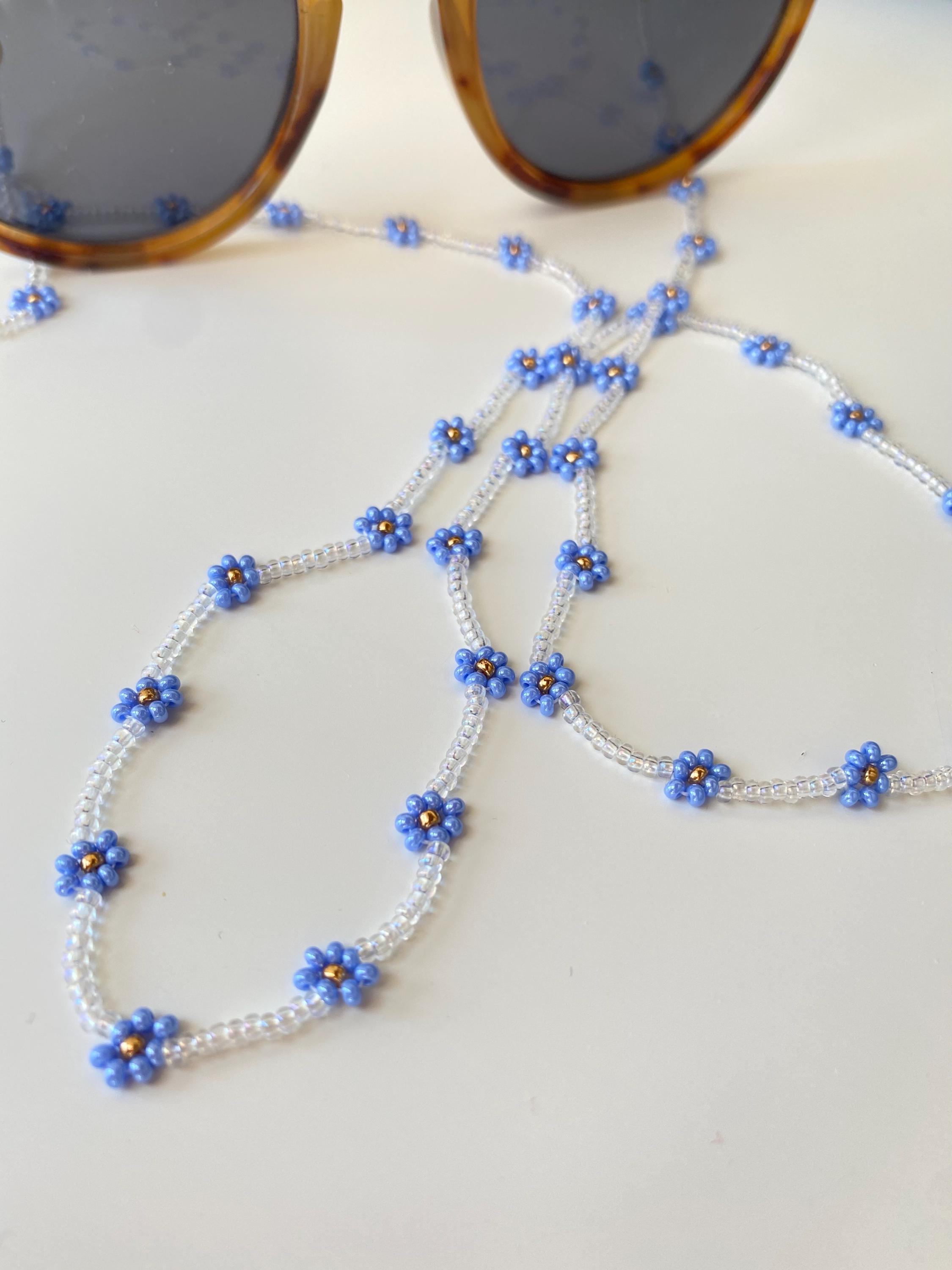 Blue Beaded Daisy Flower Eyeglass Chain/y2k Floral Accessories ...