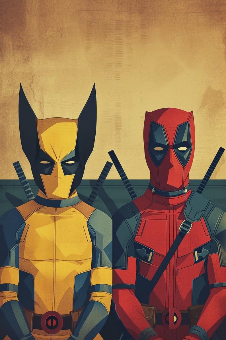 Deadpool and Wolverine Poster Digital Download Cosplay Wall Art Marvel ...