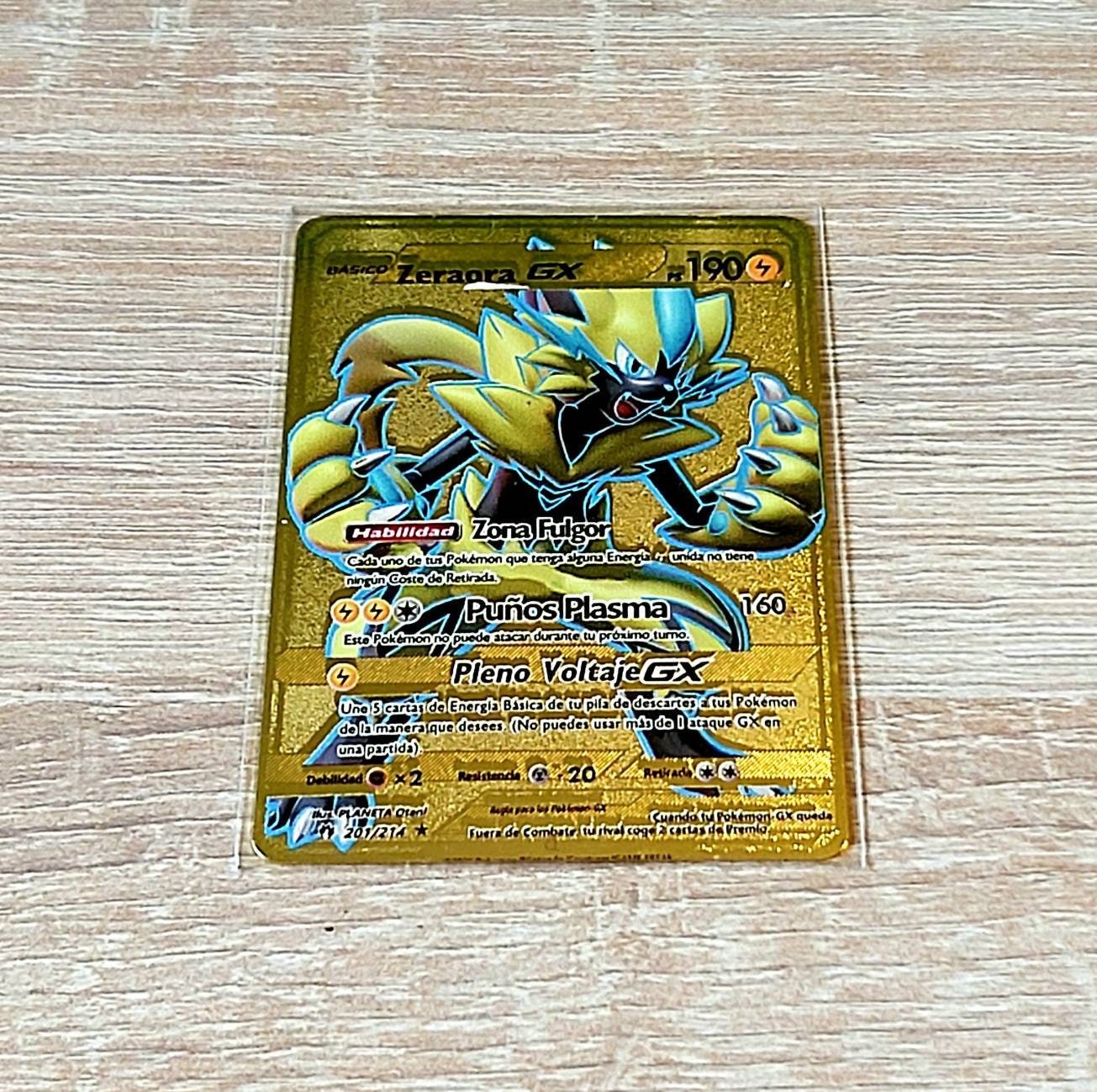 Tarjeta Pokemon Zeraora Gx Metal Oro Brillante Español Tarjeta Etsy