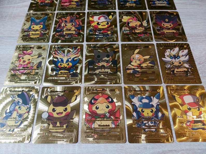 25 Pikachu Cosplay Vcos 999 Card Pokemon Shiny Gold English - Etsy