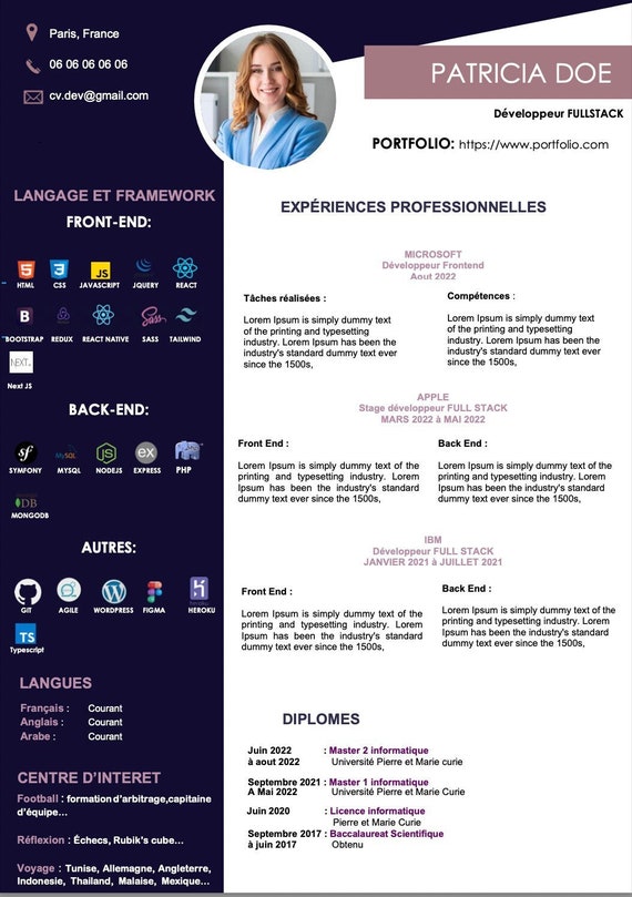 Template CV Web Template CV Web Design Application Template - Etsy UK