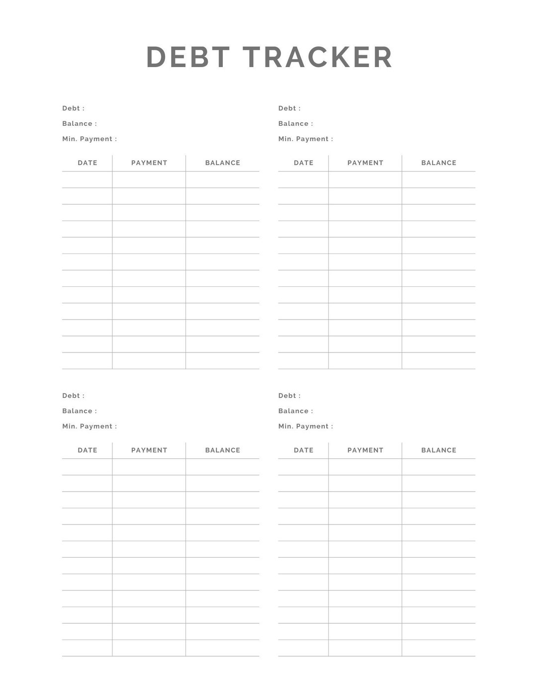 Debt Tracker Printable, Instant Download, Goodnote Tracker, Minimal ...